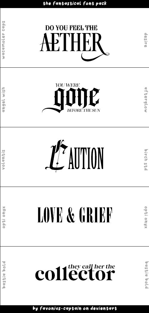 FONT PACK #1: fantasical by favonius-captain on DeviantArt