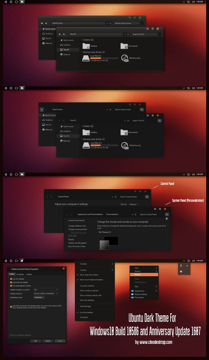 Ubuntu Dark Theme Windows10 Anniversary Update by Cleodesktop on DeviantArt Ubuntu Dark Theme Windows10 Anniversary Update by Cleodesktop on DeviantArt