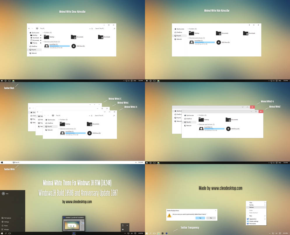 Minimal White Theme Windows10 Anniversary Update1 by Cleodesktop on ... Minimal White Theme Windows10 Anniversary Update1 by Cleodesktop on ...