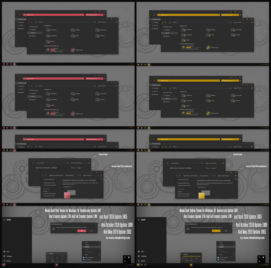 Numix Dark Yellow and Pink Theme Win10 1903 by Cleodesktop on DeviantArt Numix Dark Yellow and Pink Theme Win10 1903 by Cleodesktop on DeviantArt
