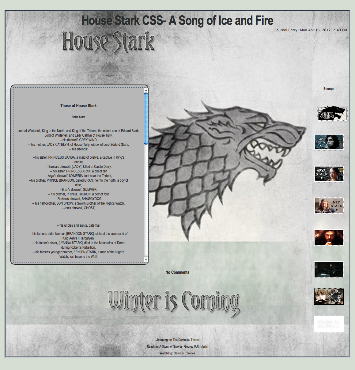 House Stark CSS by KwehCat on DeviantArt