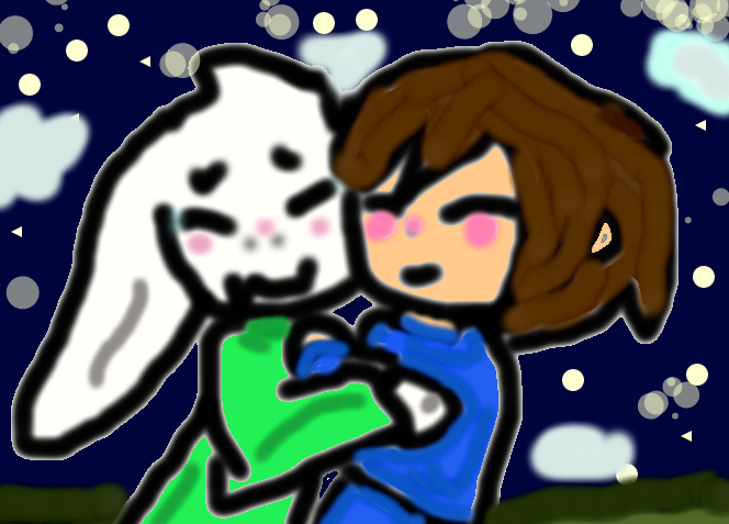 asriel and frisk hug night by leoneladoll on DeviantArt