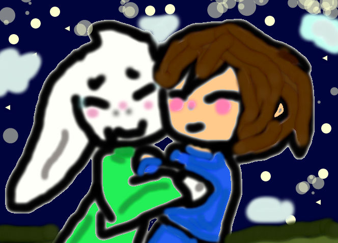 asriel and frisk hug night by leoneladoll on DeviantArt