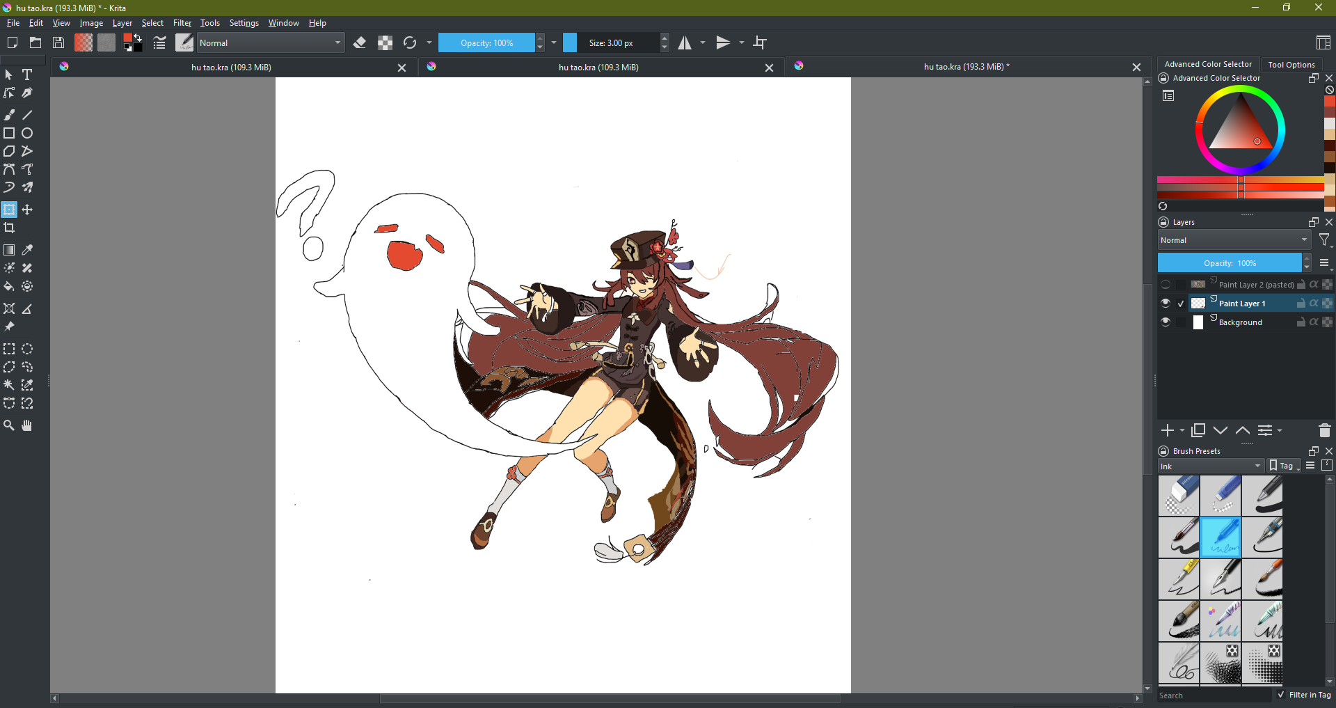 Hu Tao's splash art from Genshin Impact (Trace) by saiseijiu on DeviantArt