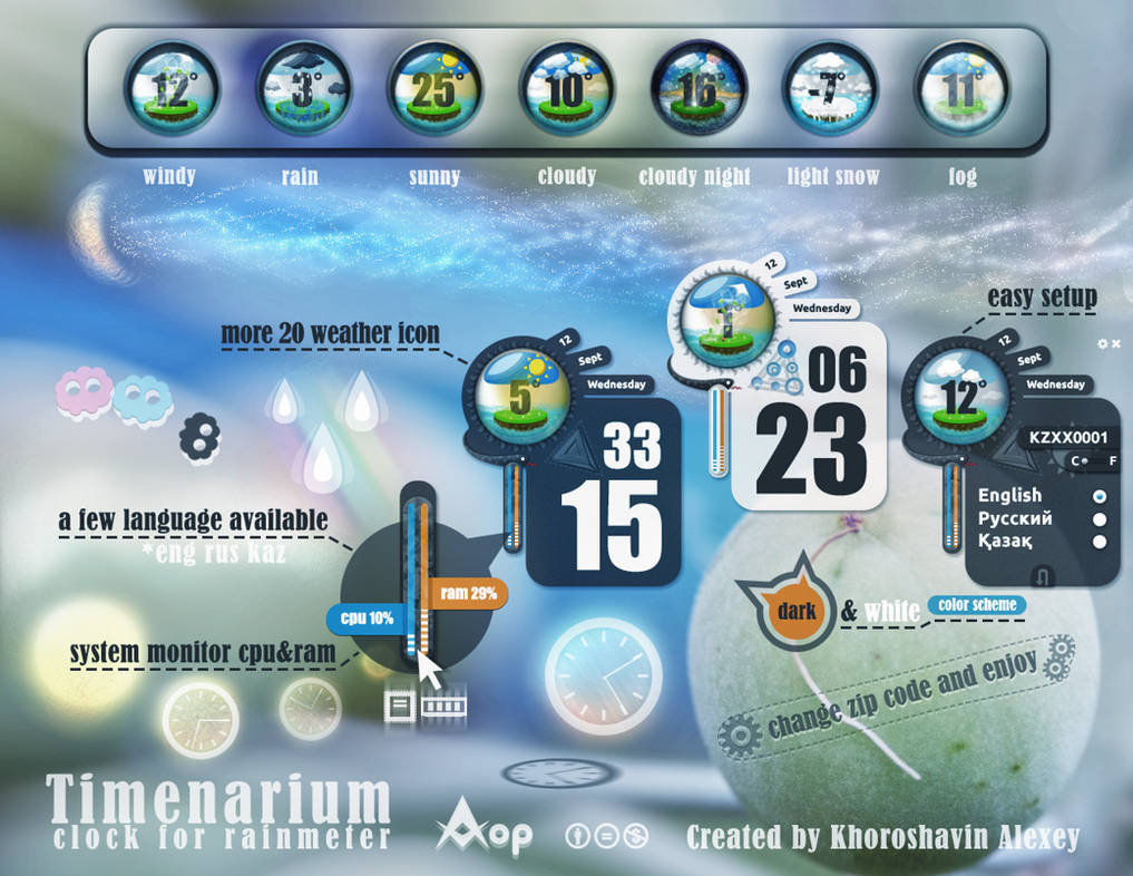 Timenarium - clock for Rainmeter by allkhor on DeviantArt