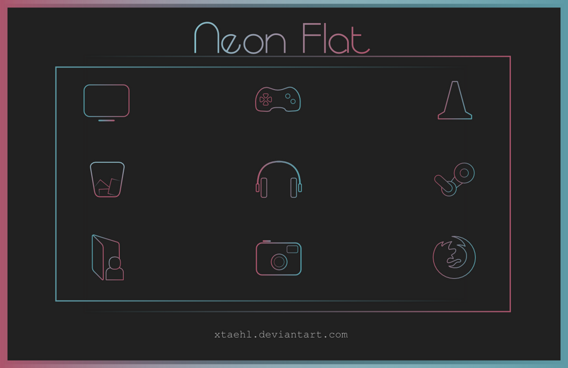 Neon Flat Icon Pack by Xtaehl on DeviantArt