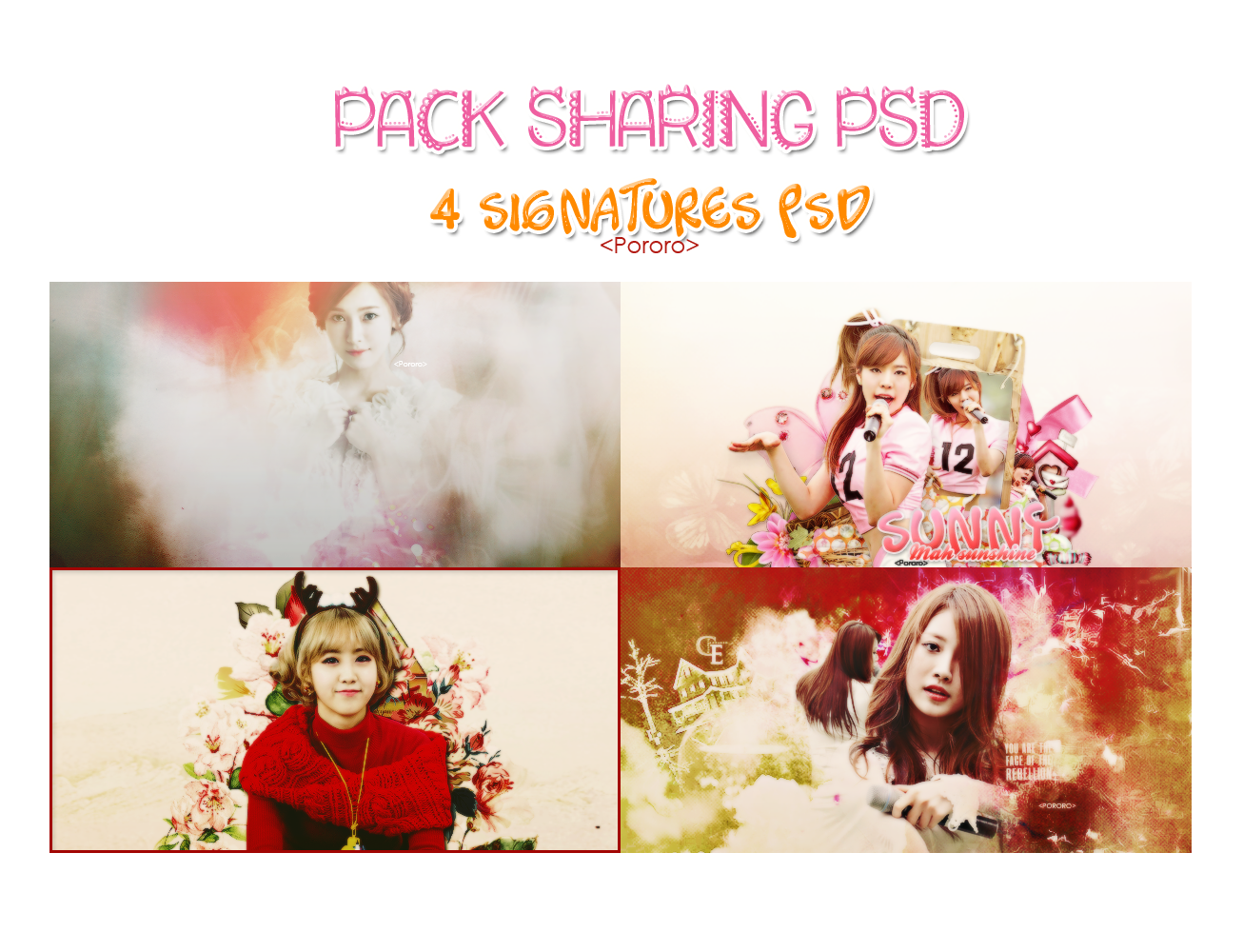 PACK SHARING PSDs | 4 signatures PSDs by pororo0208 on DeviantArt