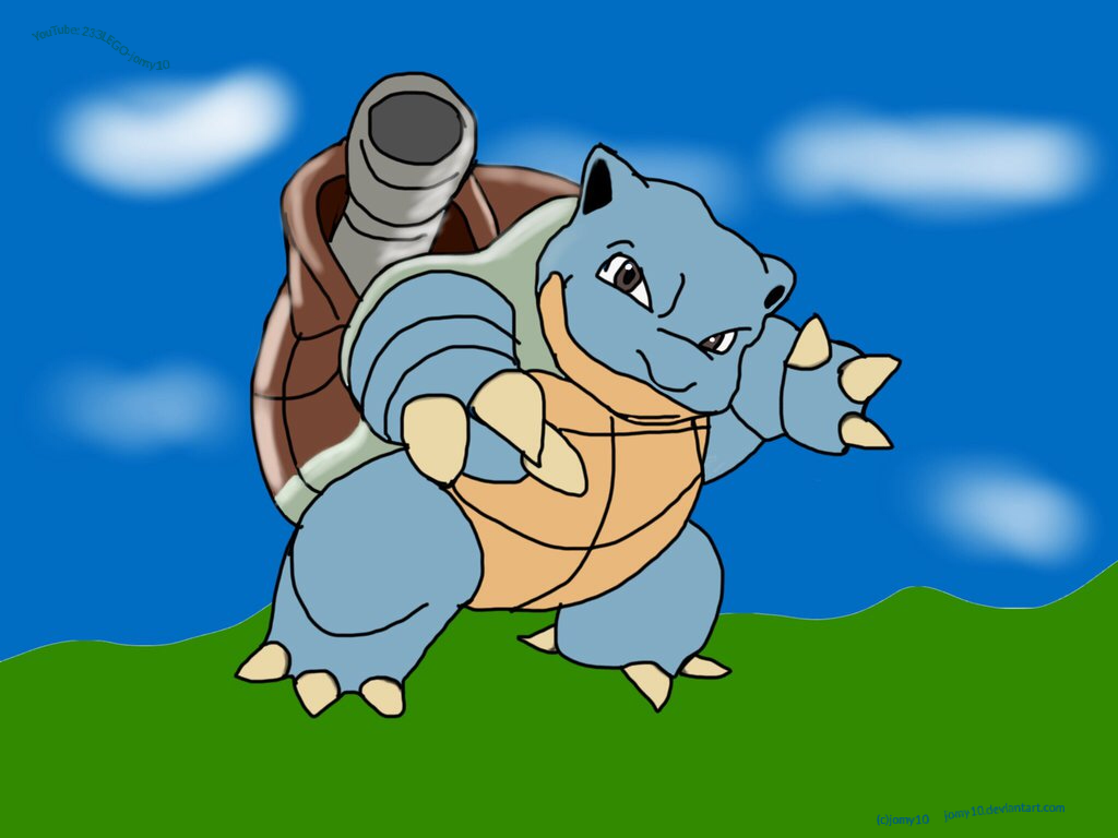 Blastoise (+copyright sign, DA page and youtube) by jomy10 on DeviantArt