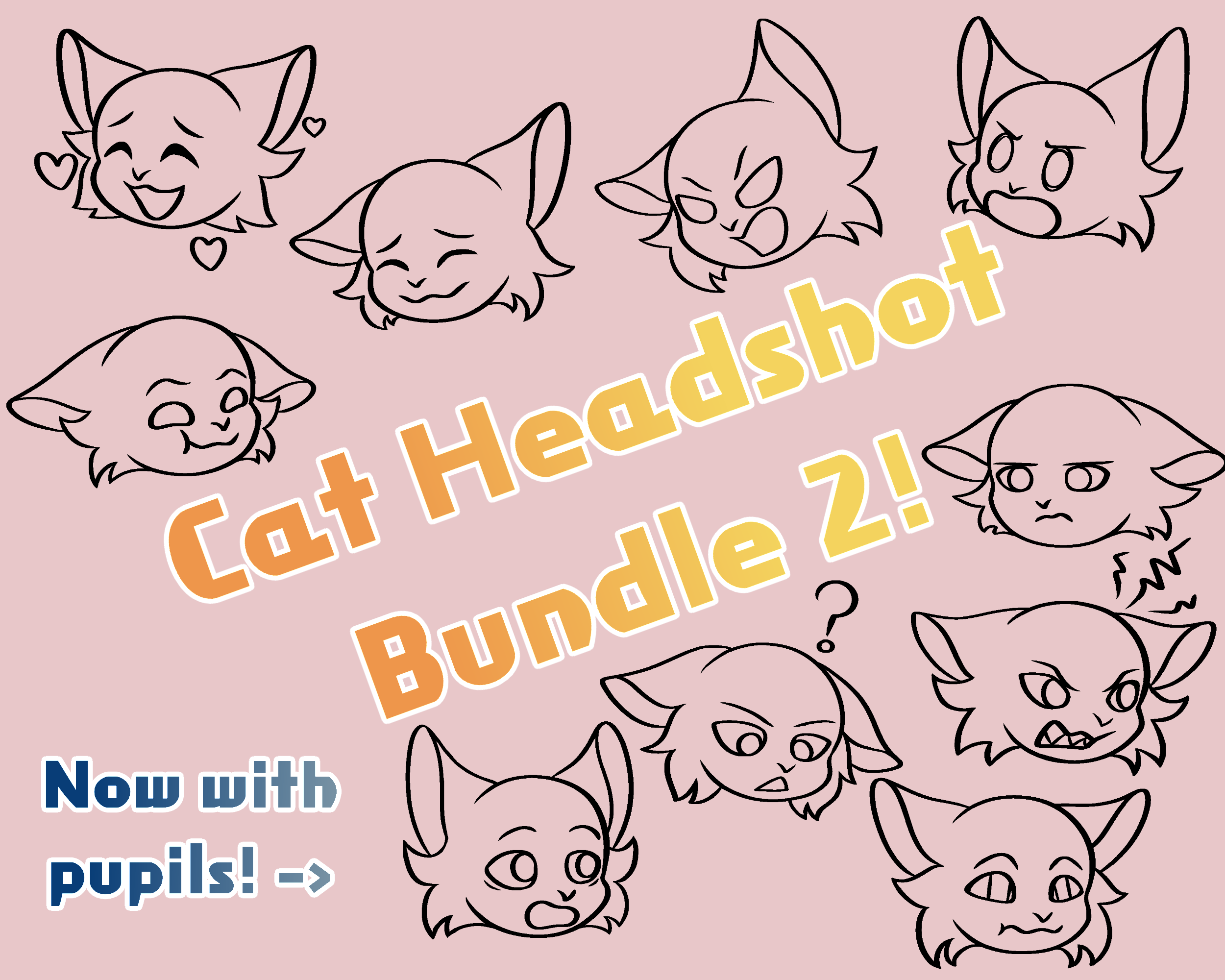 Cat Headshot Base Bundle 2! (F2U) by Lumiklyde on DeviantArt