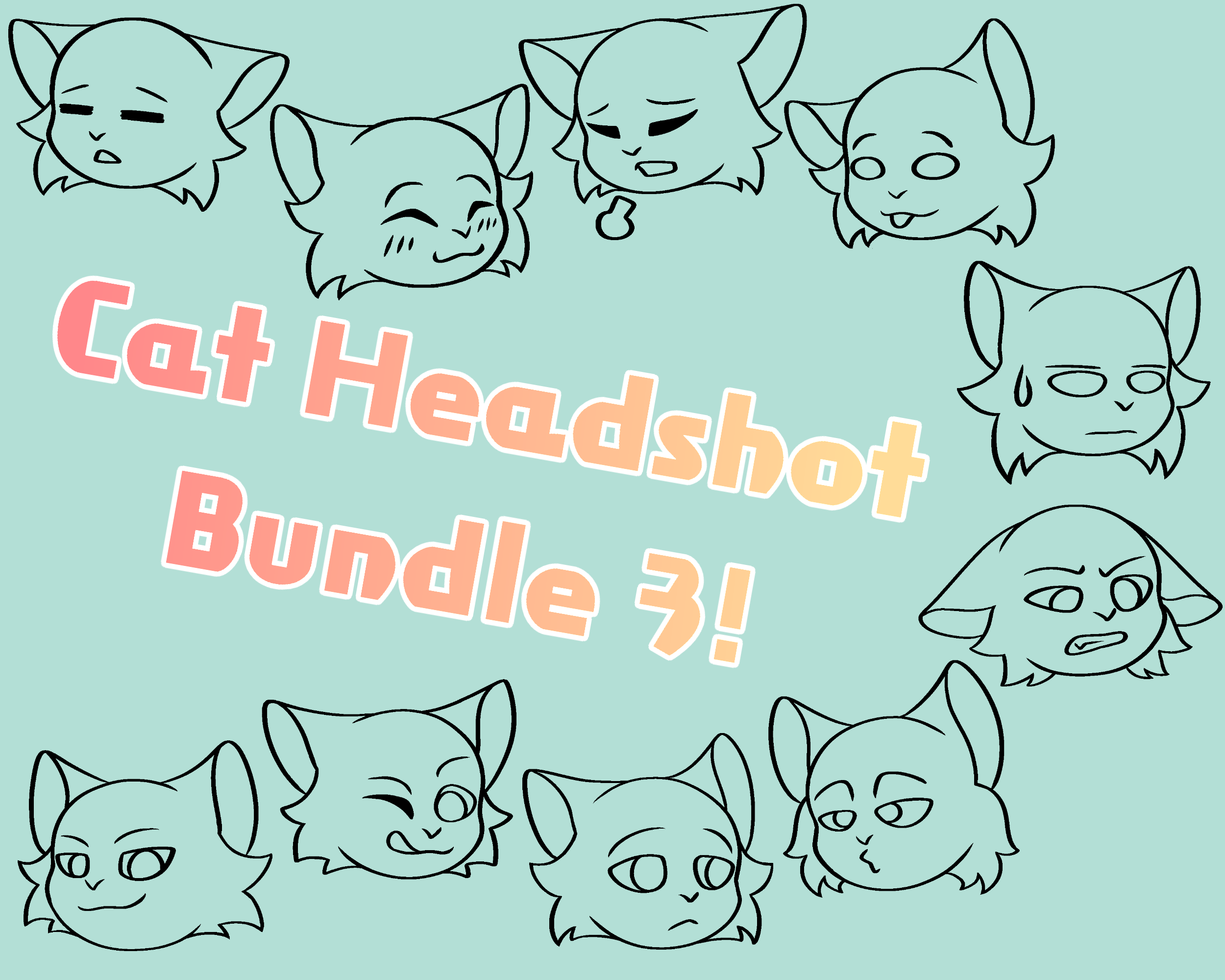 Cat Headshot Base Bundle 3! (F2U) by Lumiklyde on DeviantArt