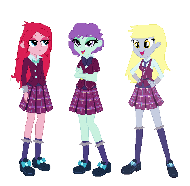 Derpy and her bandmates in Crystal Prep by pizzasister on DeviantArt