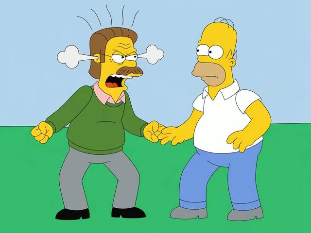Homer's short tempered neighbour, Flanders by CH1996ART on DeviantArt