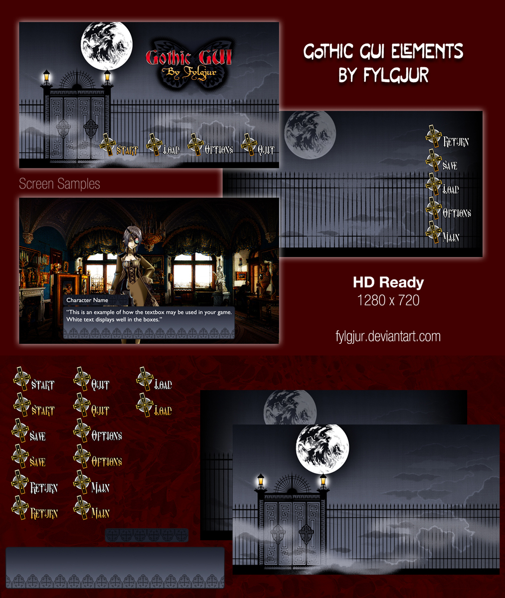Gothic GUI Image Pack for Ren'Py by Cospigeon on DeviantArt