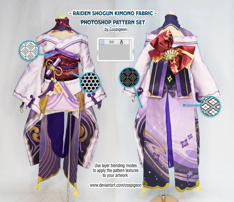 Raiden Shogun Kimono Fabric seamless patterns by Cospigeon on DeviantArt Raiden Shogun Kimono Fabric seamless patterns by Cospigeon on DeviantArt