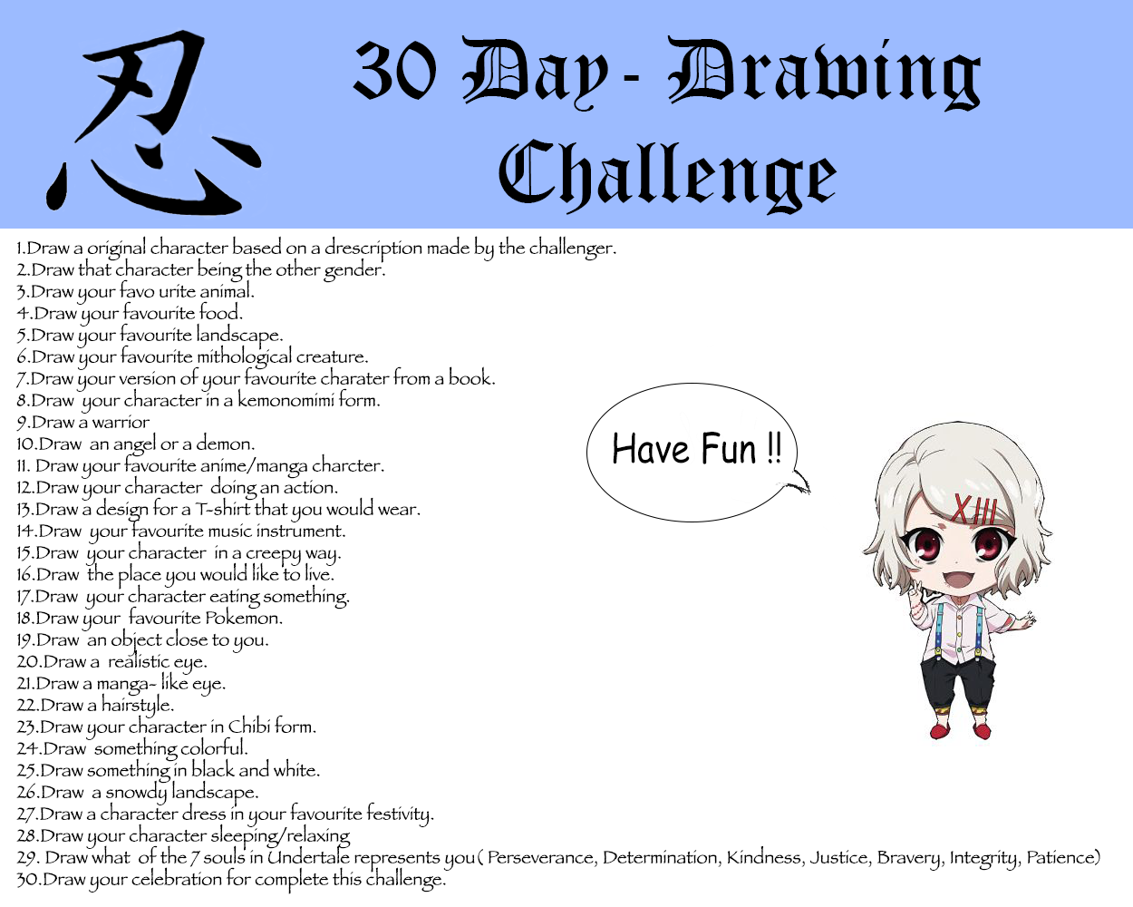 30 Day-Drawing Challenge by LucielsBadTime on DeviantArt