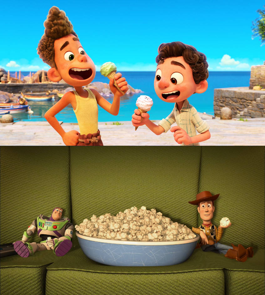 Buzz and Woody Watching Luca by jacobstout on DeviantArt