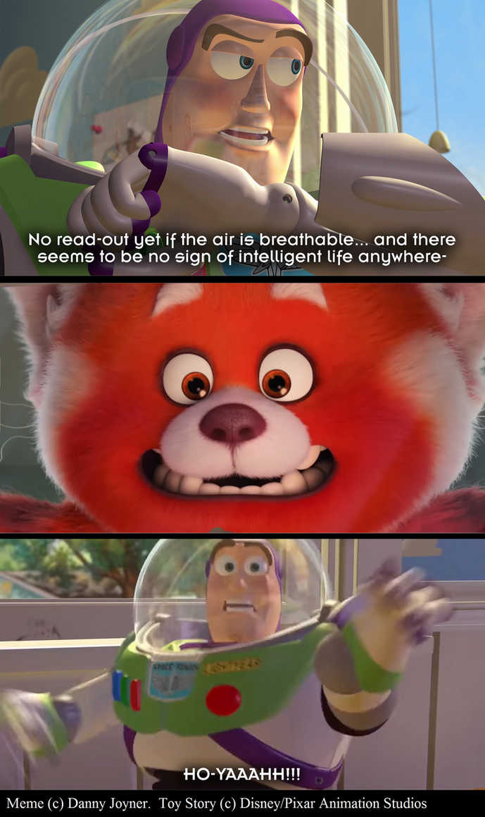 Red Panda Mei Scares Buzz Lightyear by jacobstout on DeviantArt