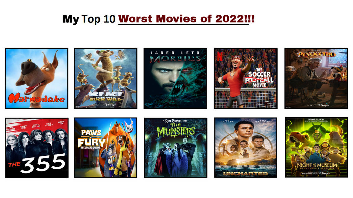 My Top 10 Worst Movies of 2022!!! by jacobstout on DeviantArt