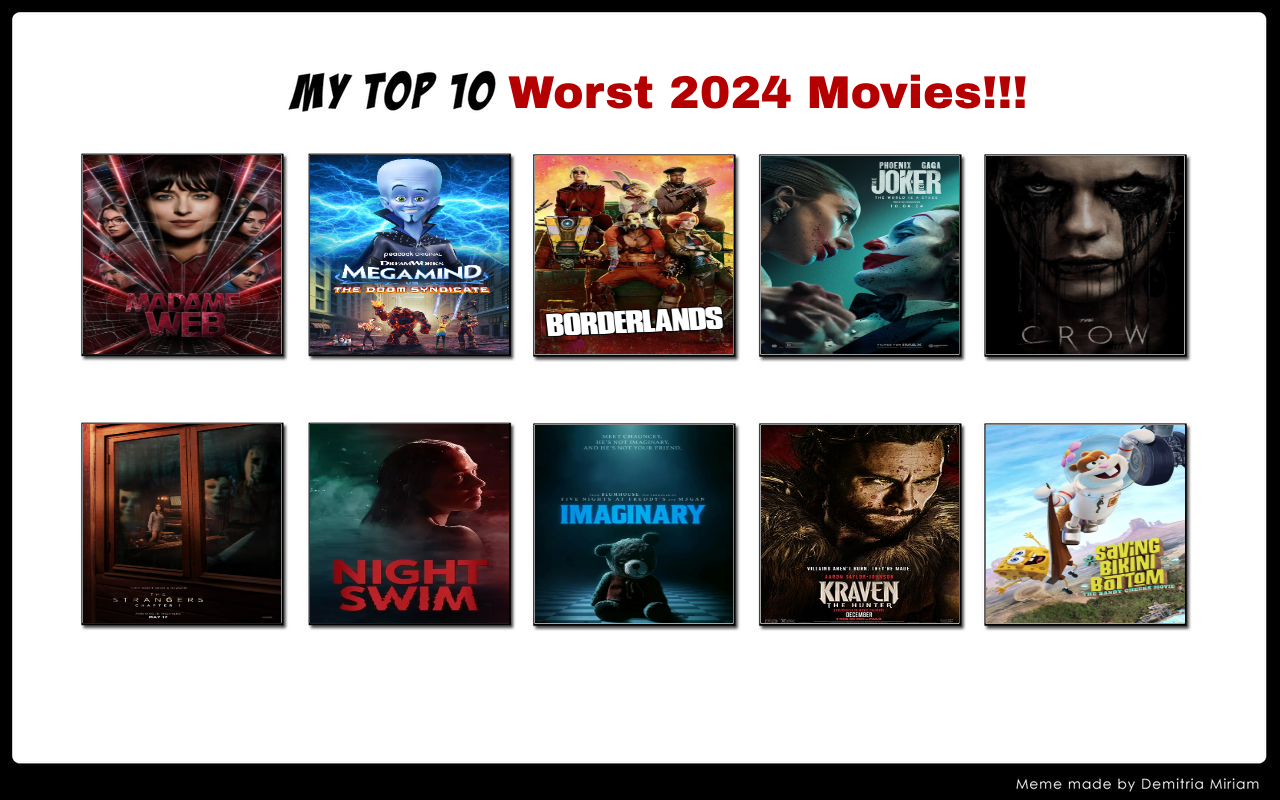My Top 10 Worst 2024 Movies!!! by jacobstout on DeviantArt