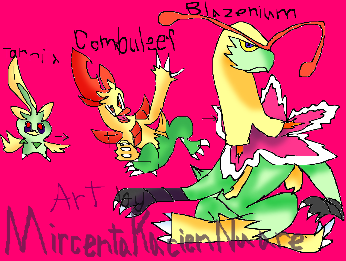 Torchic and Chikorita's Fusion and Evolution Line by MircentaKacienNuare on DeviantArt