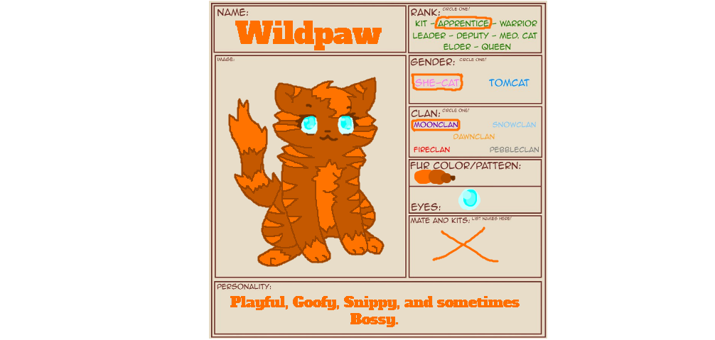 TWG: Wildpaw of MoonClan by Kitty7114 on DeviantArt