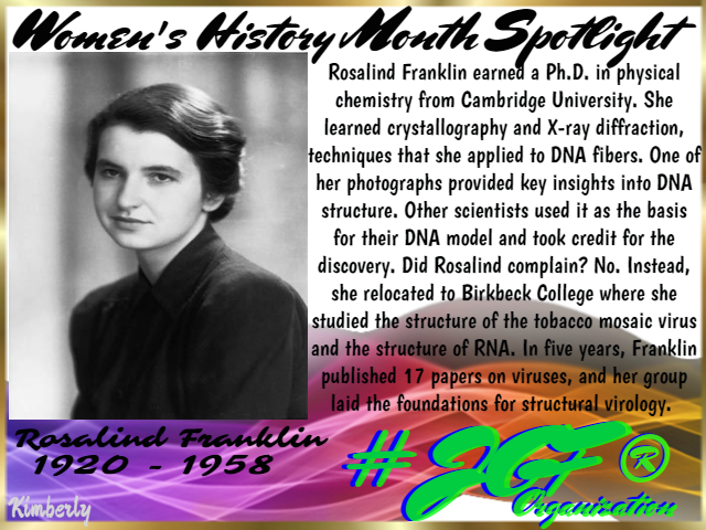 JGF Womens History Month Rosalind Franklin Poster by Kimberly-at-JGF on ...