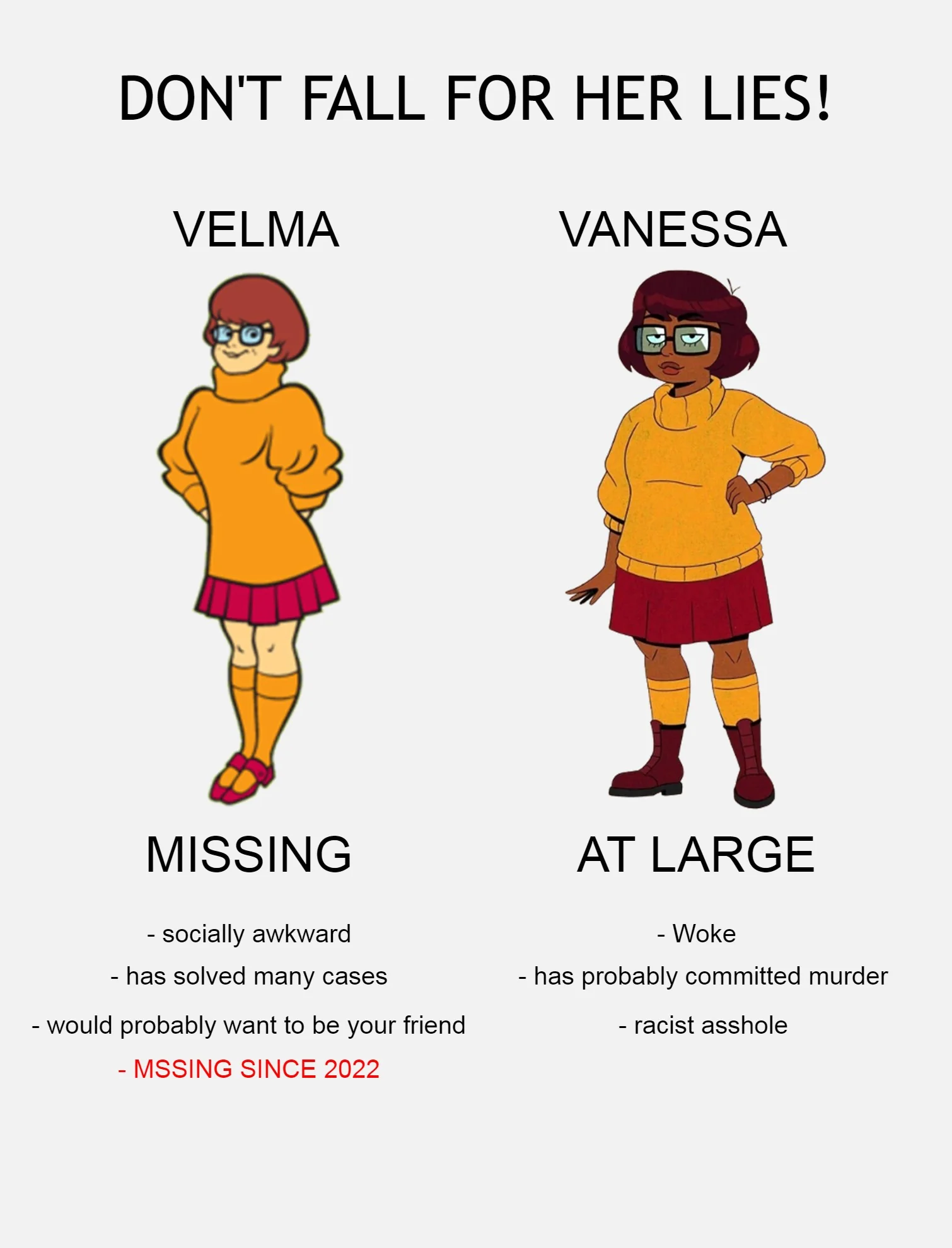 Don't fall for her lies! Velma Edition by phancan1 on DeviantArt