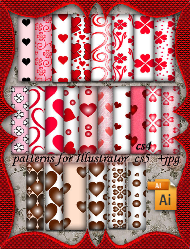 Valentine patterns for Illustrator by roula33 on DeviantArt