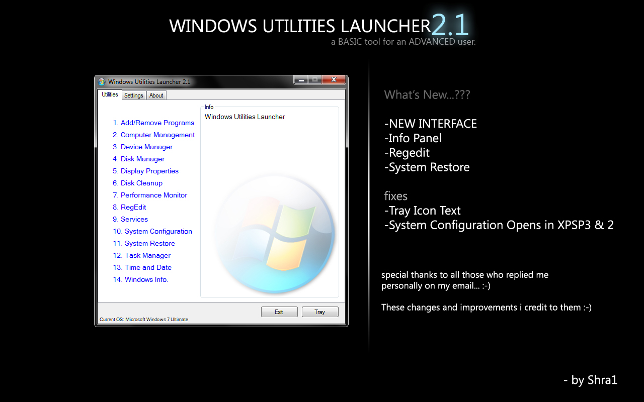 Windows Utilities Launcher 2.1 by ShraOne on DeviantArt