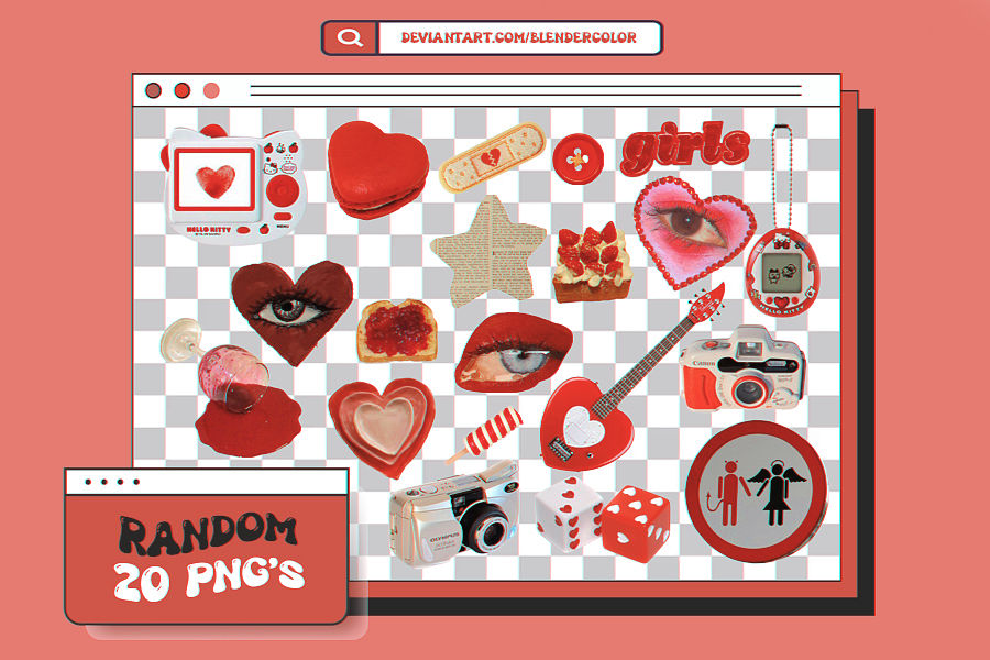 RANDOM PNG PACK #02 - [PINK RED] by blendercolor on DeviantArt
