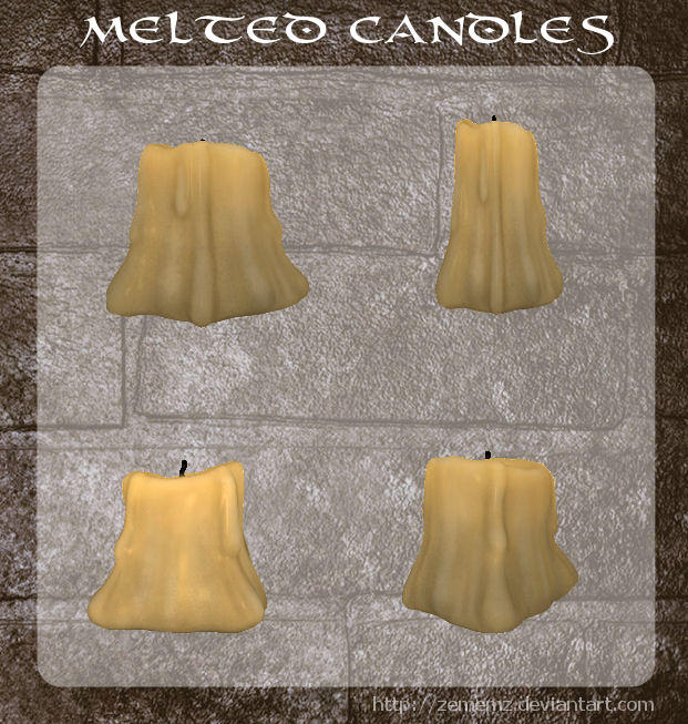 3D Melted Candles by zememz on DeviantArt