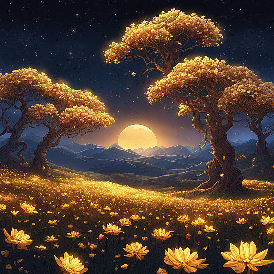 Yellow Floral Moon by Deviantones1 on DeviantArt