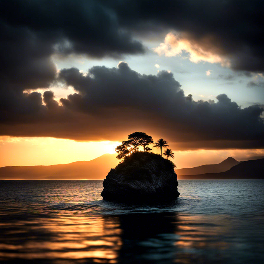 Sunset behind the skerry by Dreamworkart on DeviantArt