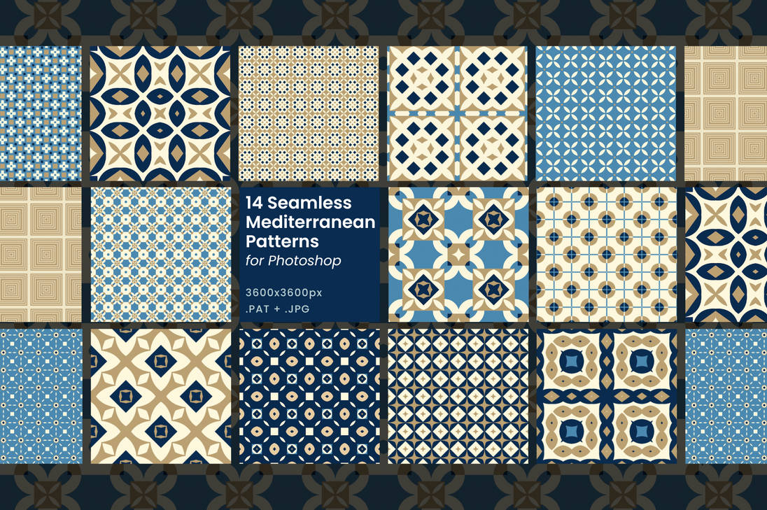 (FREE) 14 Mediterranean Style Photoshop Patterns by hodgepodgemafia on ...