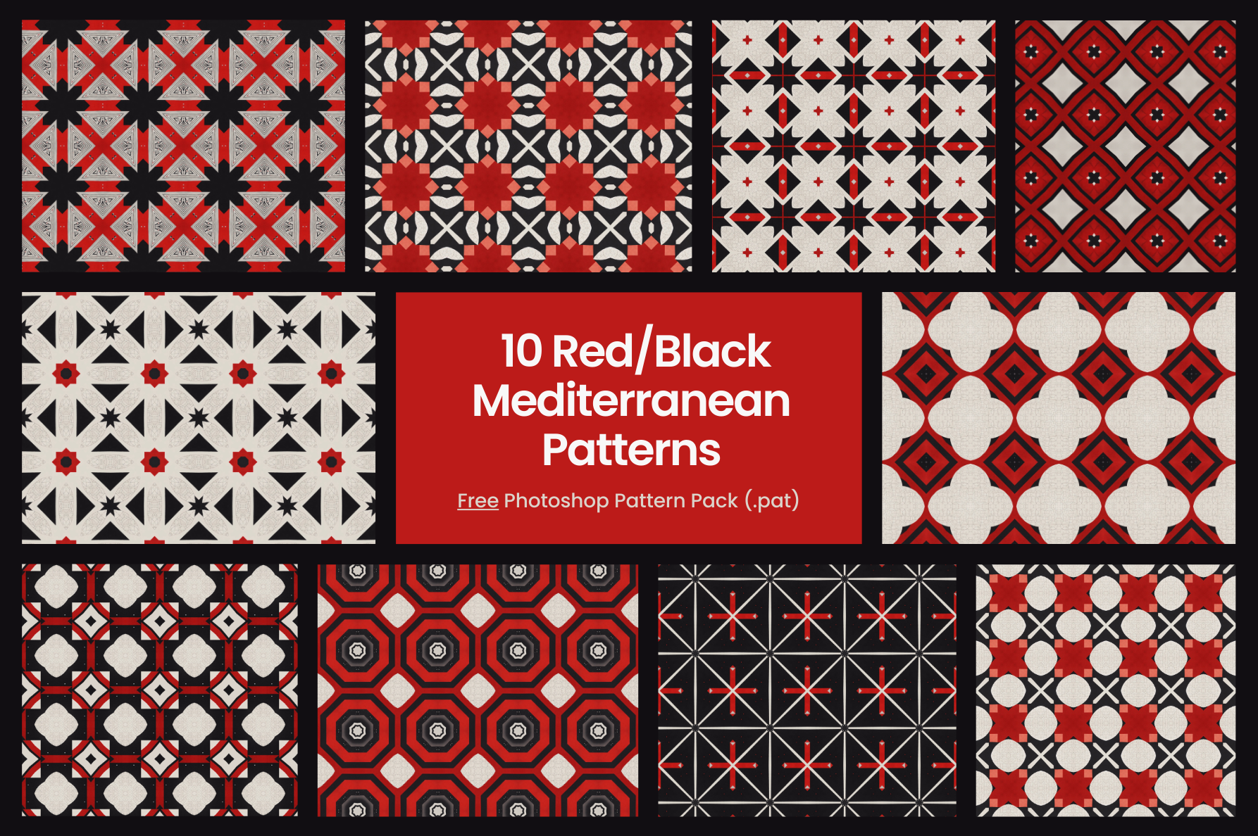 FREE Red and Black Seamless Mediterranean Patterns by hodgepodgemafia ...