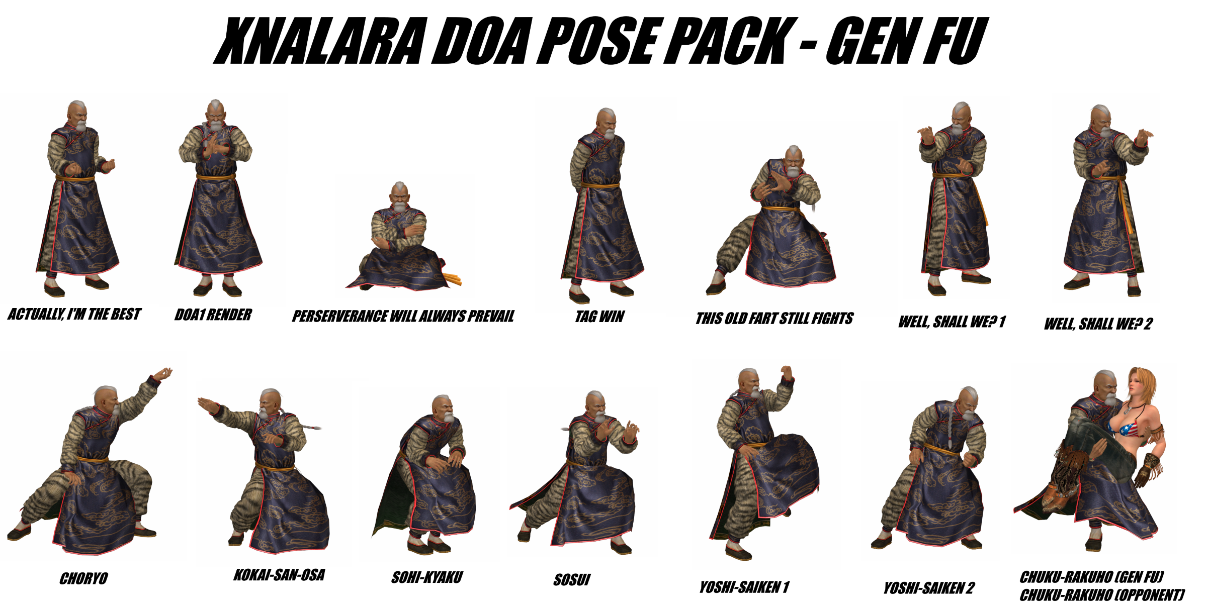 XNALara XPS DOA Pose Pack - Gen Fu by Gen-Fu on DeviantArt