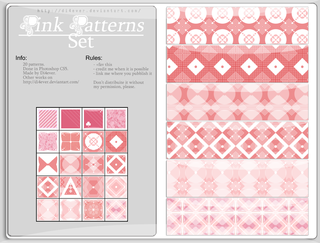 FREE - Pink Patterns Set by MissDidichan on DeviantArt