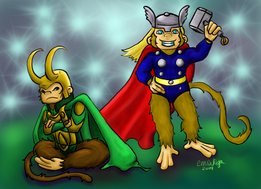 Monkey Thor and Loki by filipinogoddess on DeviantArt