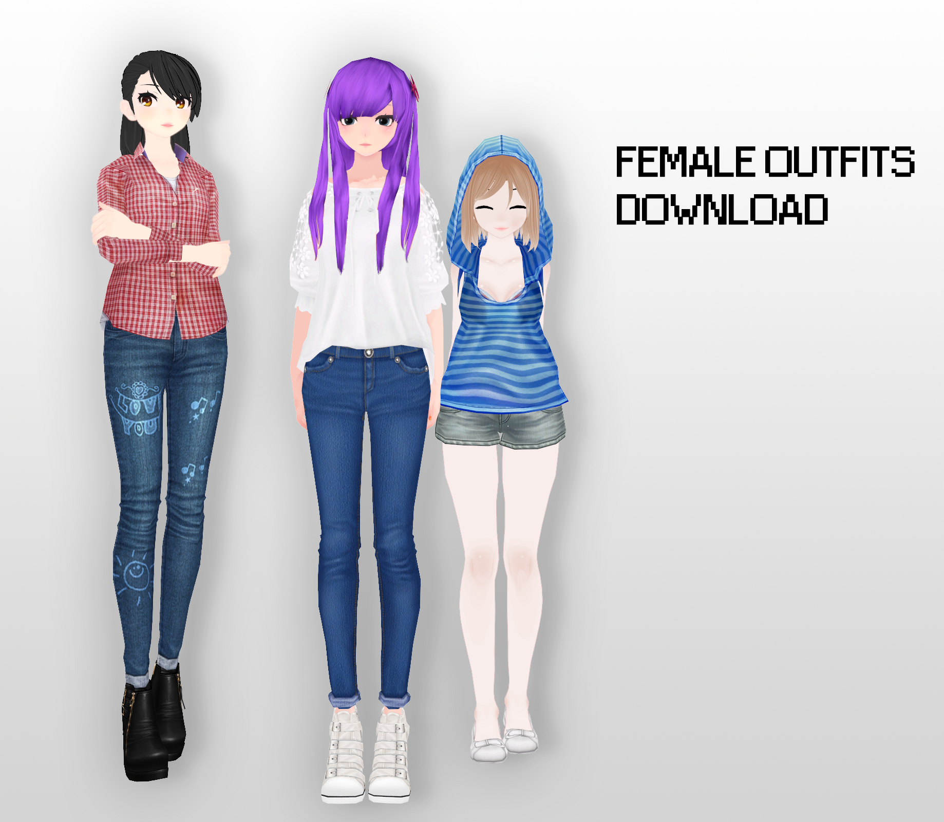 MMD Female Outfits DL by UnluckyCandyFox on DeviantArt