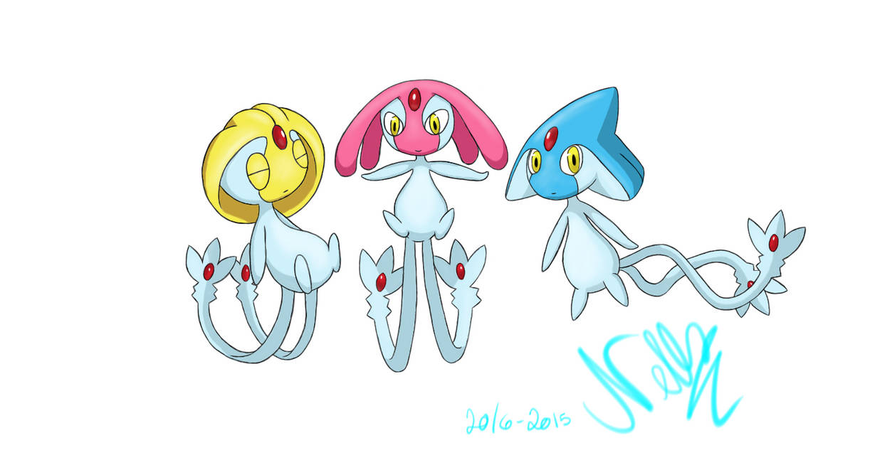 Pokemon Legendary Uxie, Mesprit and Aself by DrawingNella on DeviantArt