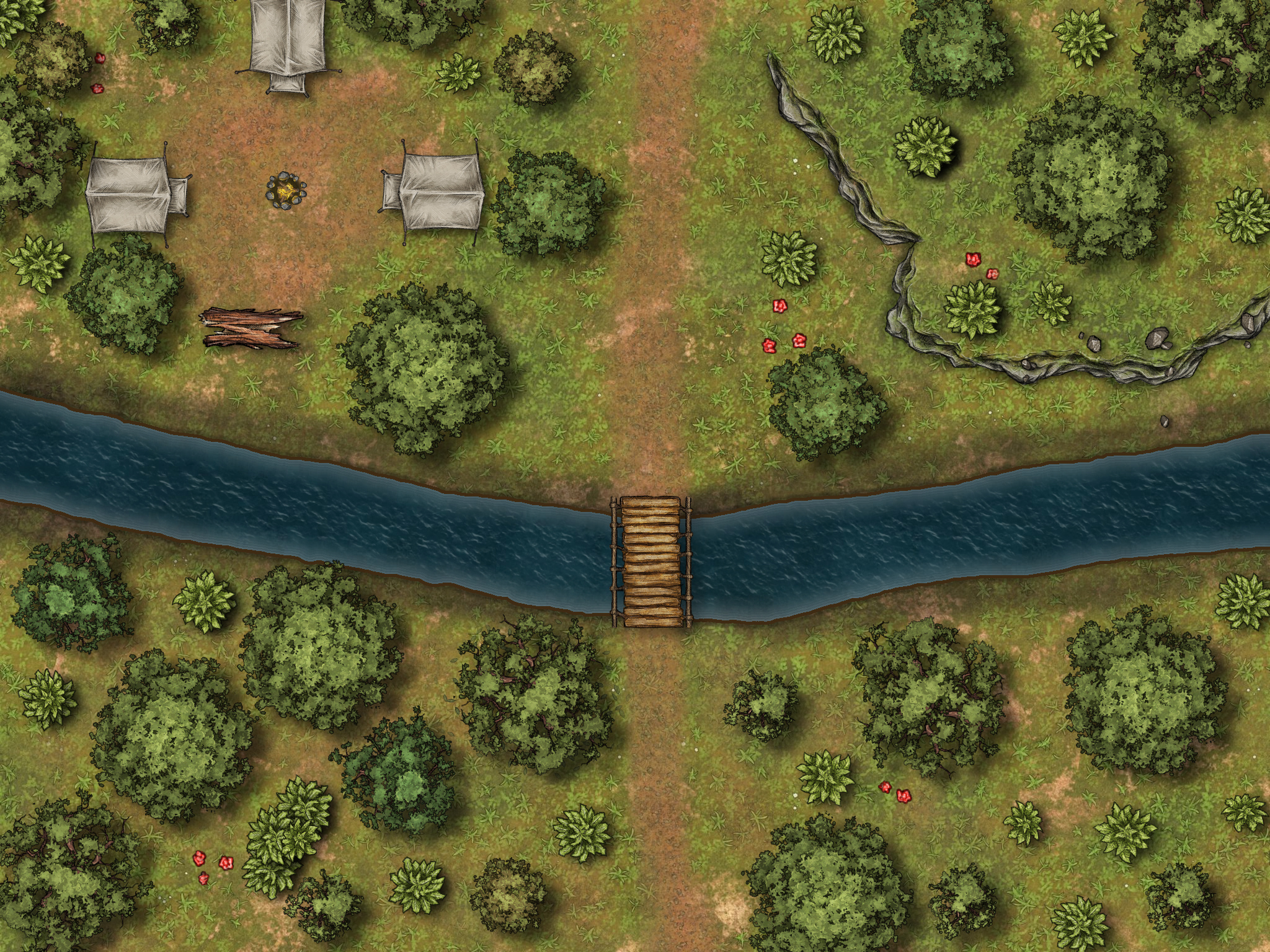 Roll20 map River with bridge and camp 40x30 by Flipacoinyafox on DeviantArt