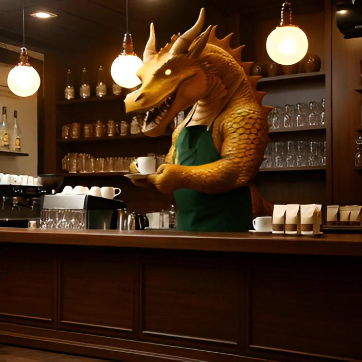 video a dragon serving coffee by LadyLalitaFantasyArt on DeviantArt