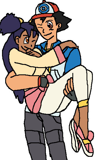 Ash Holding Iris by bigpurplemuppet99 on DeviantArt