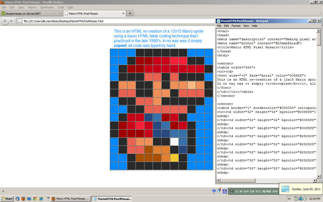 Mario HTML Pixel Mosaic by BLUEamnesiac on DeviantArt