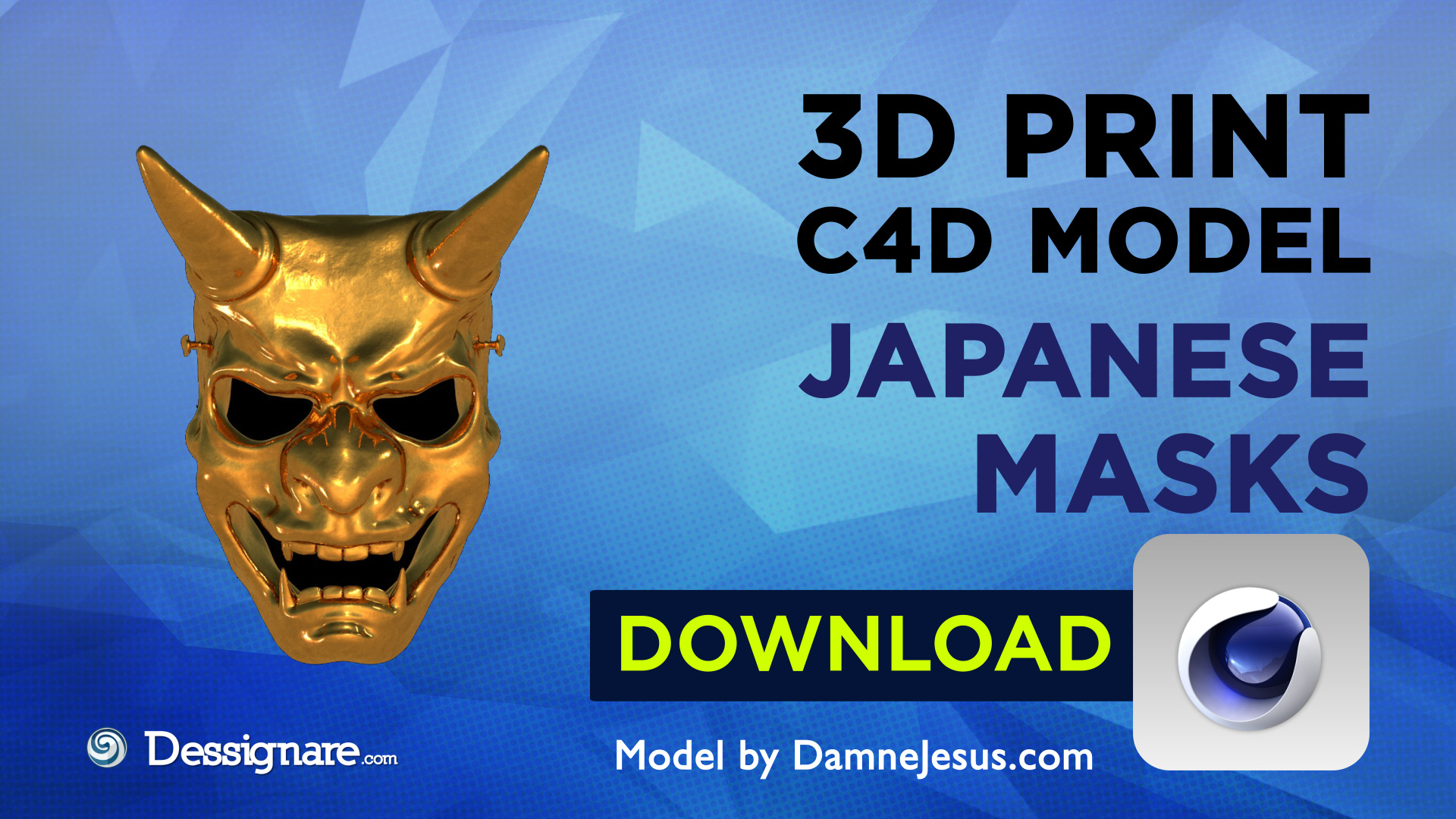 ONI MASK - Free Cinema 4D model for 3D print by Dammne on DeviantArt