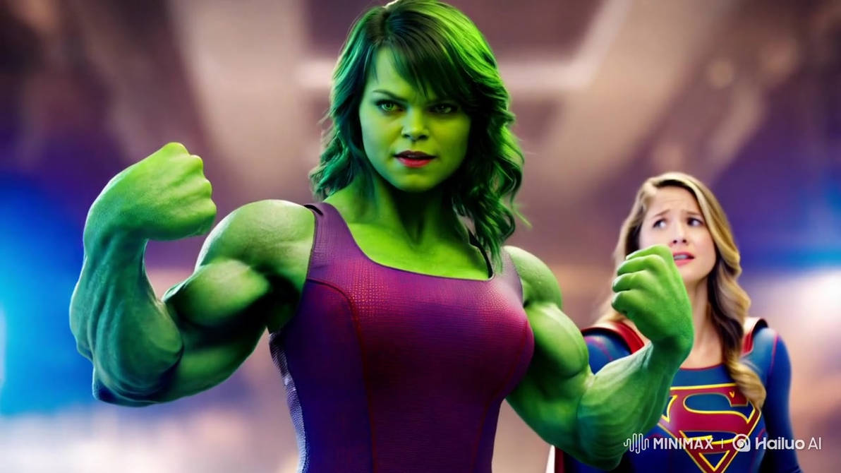 She-Hulk faces the enemy while Supergirl watches by shf500 on DeviantArt