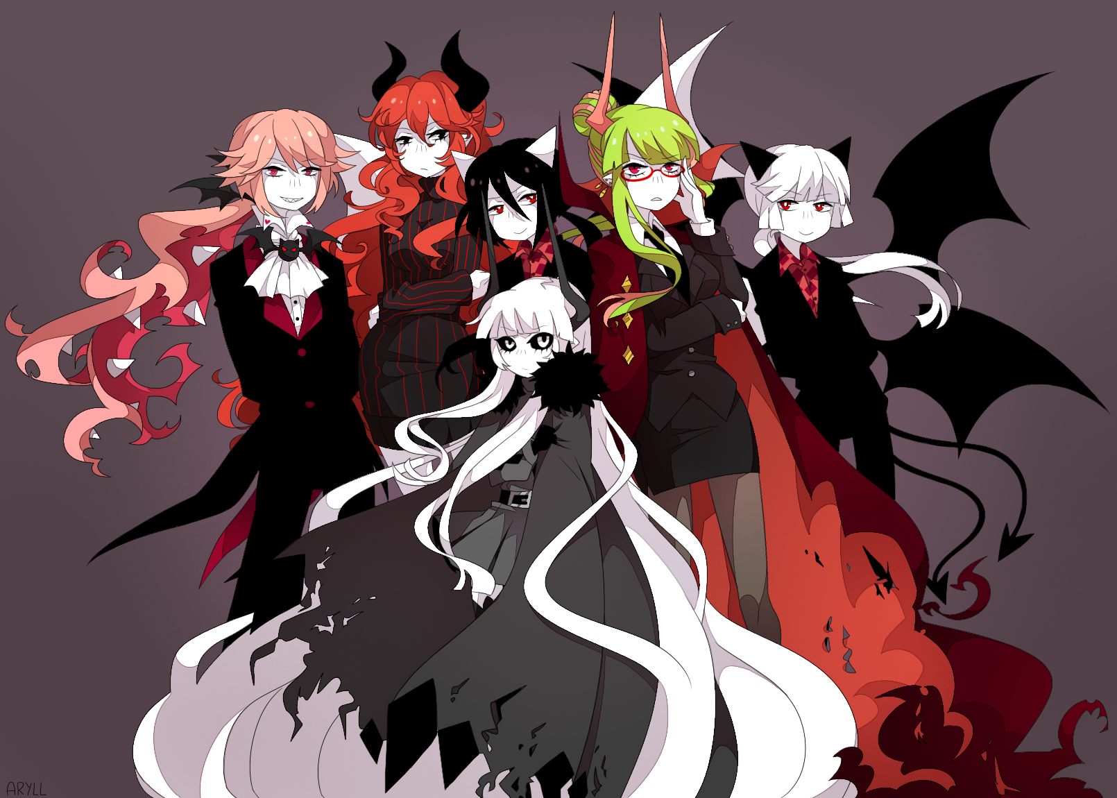 Safebooru - 1boy 5girls arbus (funamusea) aryll (marbles) ater ...