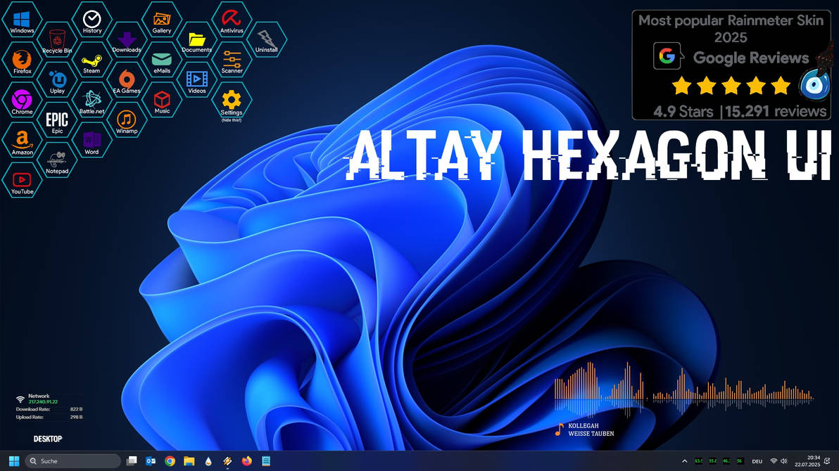 ALTAY HEXAGON UI. Windows 11 Launcher (v1) 2025 - Rainmeter Forums