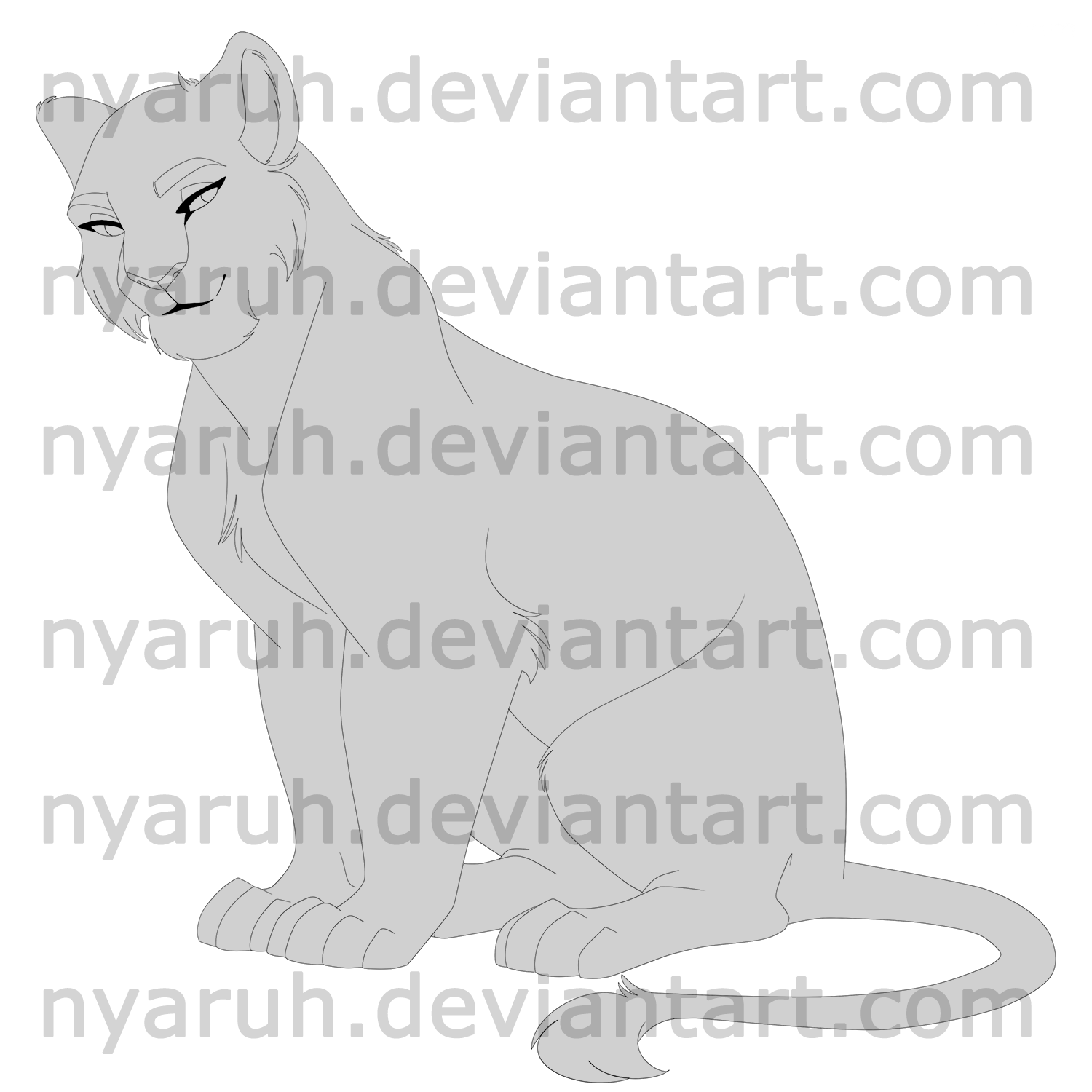 Lineart - Lioness (350 points~) by nyaruh on DeviantArt
