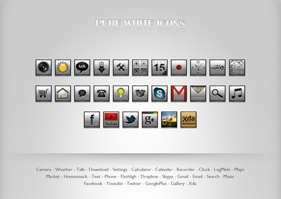 Pure White Icons Pack by Krokiart on DeviantArt
